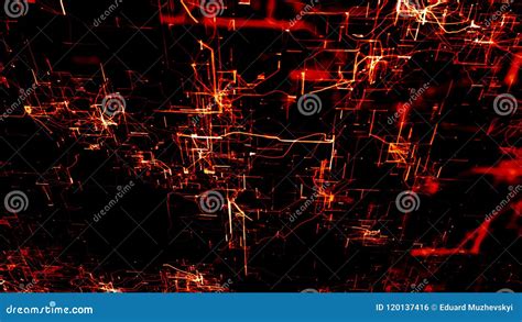 Artificial Neural Network Red Electronic Nodes In Electronic