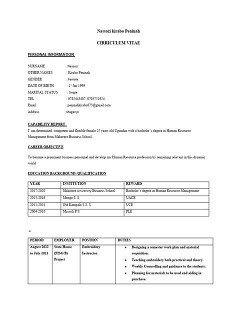 Human Resource Resume 2024 Pdf Human Resources Employment