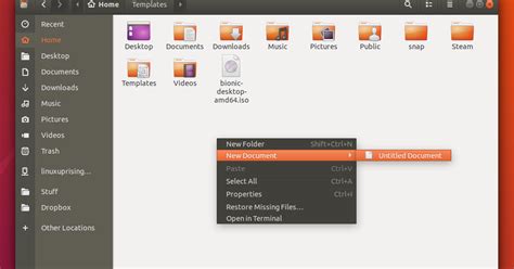 ubuntu 20 10 20 04 or 18 04 add new document nautilus context menu