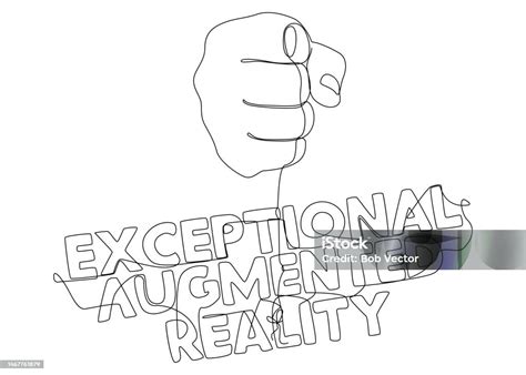 뛰어난 증강 현실 단어가 있는 하나의 연속적인 손 라인 얇은 선 그림 벡터 개념입니다 윤곽 그리기 창의적인 아이디어 가상현실에 대한 스톡 벡터 아트 및 기타 이미지 Istock