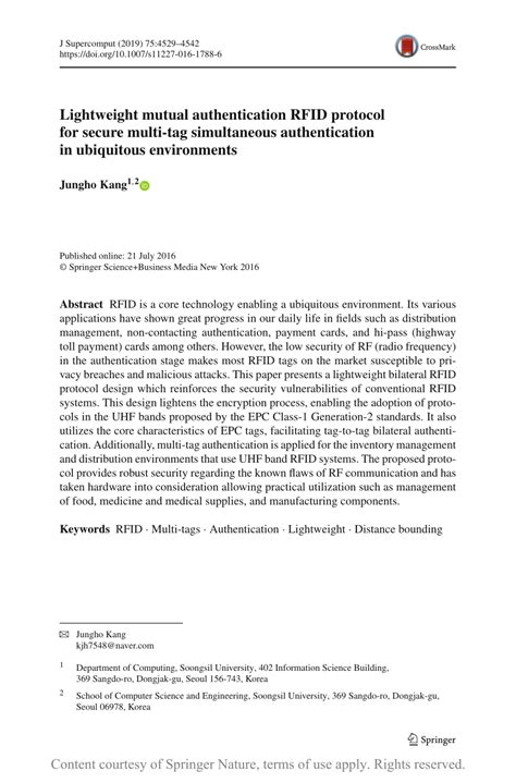 Lightweight Mutual Authentication Rfid Protocol For Secure Multi Tag Simultaneous Authentication