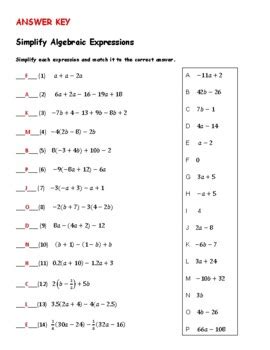 Simplify Algebraic Expressions By Shannon Pottage TPT