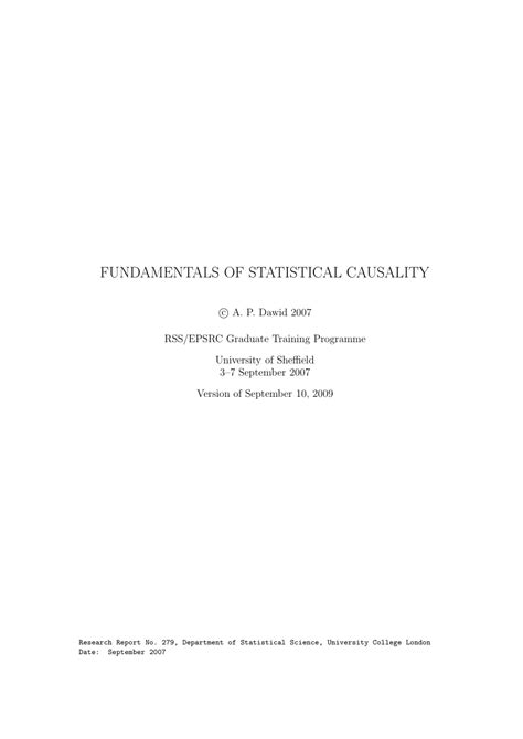 Pdf Fundamentals Of Statistical Causality