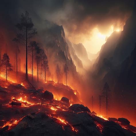 Premium Photo Fire In The Forest Backgorund