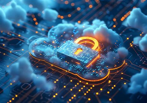 Glowing Padlock With Cloud Computing Cybersecurity And Data