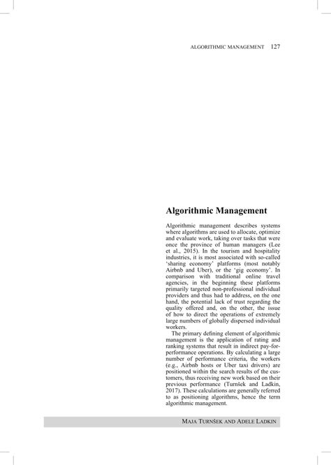 Pdf Algorithmic Management