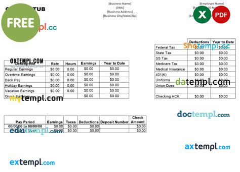 Check Stub Template In Excel And Pdf Format