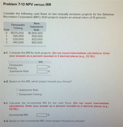 Solved Problem NPV Versus IRR Consider The Following Chegg Com