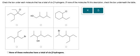 Solved Check The Box Under Each Molecule That Has A Total Of