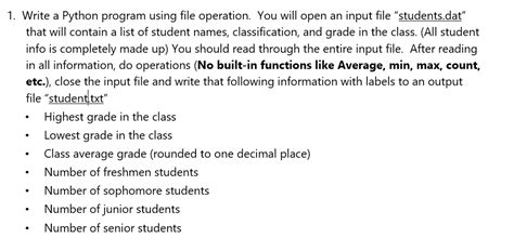 Solved 1 Write A Python Program Using File Operation You Chegg Com