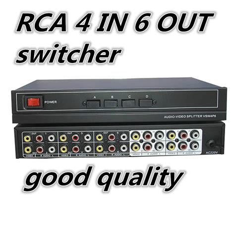 4 ports 6 output composite 3 rca video audio av switch switcher box