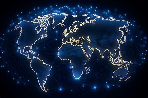 Premium Ai Image World Map With Glowing Lines And Dots Global Network Connection Vector