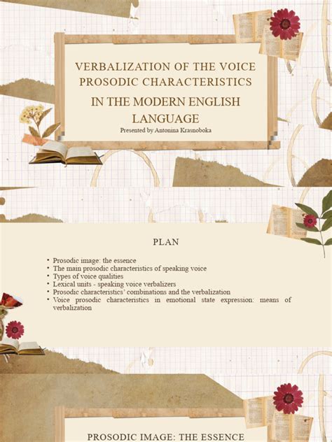 Verbalization Of The Voice Prosodic Characteristics In The Modern English Language Pdf Human