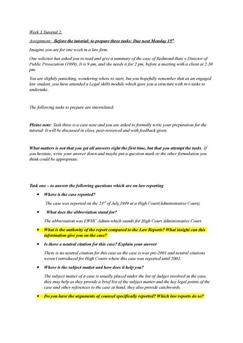 Week 3 Tutorial 2 Assignment Week 3 Tutorial 2 Assignment Before The Tutorial To Prepare