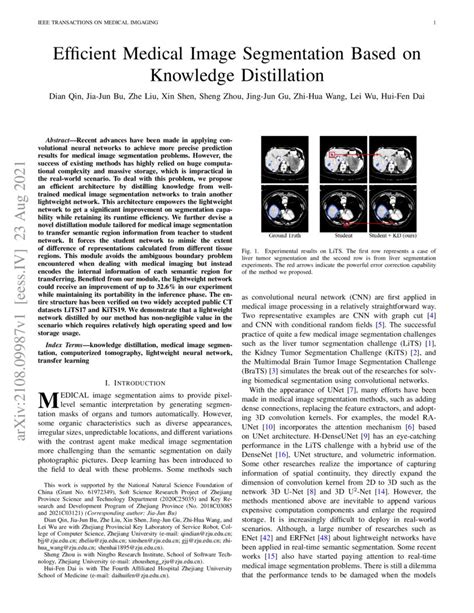 efficient medical image segmentation based on knowledge distillation