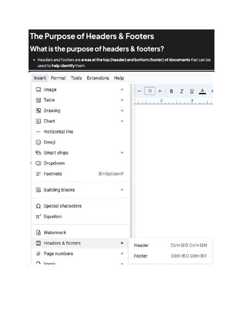 headers and footers pdf