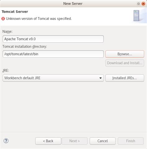 1804 Unknown Version Of Tomcat Was Specified Tomcat 9 Eclipse Java