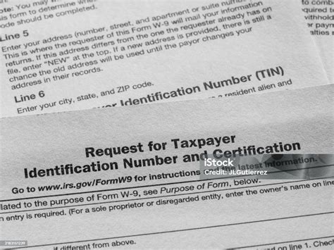 Form W9 Request For Taxpayer Identification Number And Certification Stock Photo - Download ...