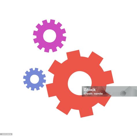 Simple 벡터 기어 톱니바퀴 아이콘 빨강 녹색 평면 모양 픽토그램 메커니즘 시스템 톱니바퀴 3차원 형태에 대한 스톡 벡터 아트 및 기타 이미지 Istock