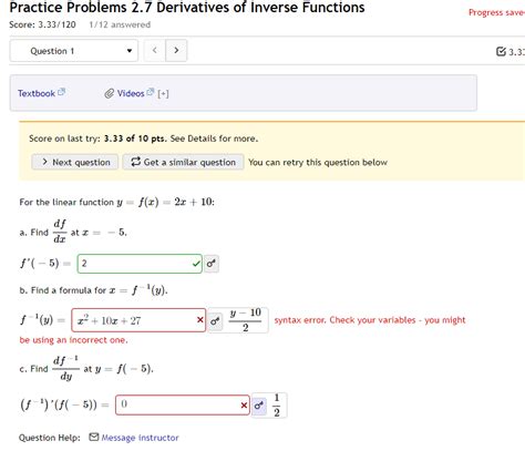 Solved Practice Problems 2 7 Derivatives Of Inverse