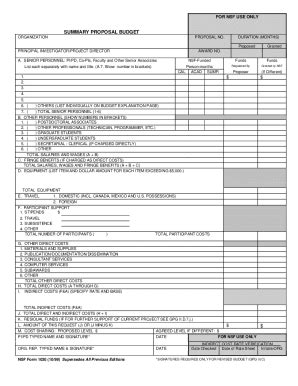Fillable Online Nsf Form Budget Template Fax Email Print PdfFiller