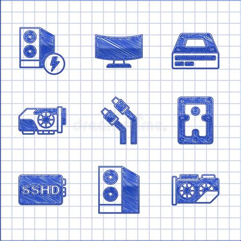 set lan cable network internet case of computer video graphic card