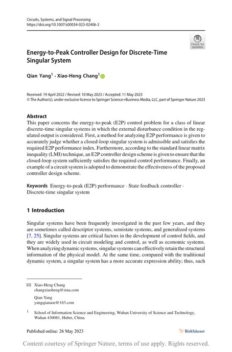 energy to peak controller design for discrete time singular system