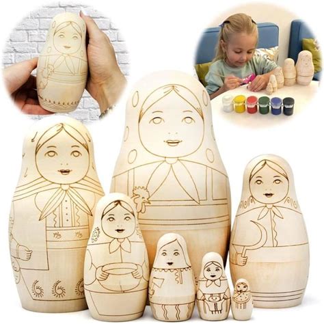 Lot De Poup Es Gigognes Vierges Pour Coloriage Peignez Votre Propre Matriochka Poup Es