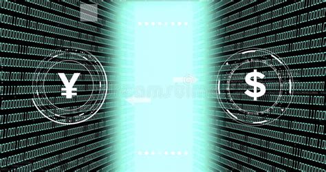 Image Of Binary Code With Yen And Dollar Symbols Currency Exchange Concept Stock Illustration