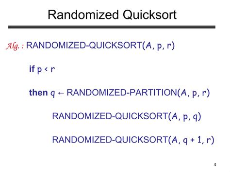 Randomizing Quicksort Algorith With Example PPT