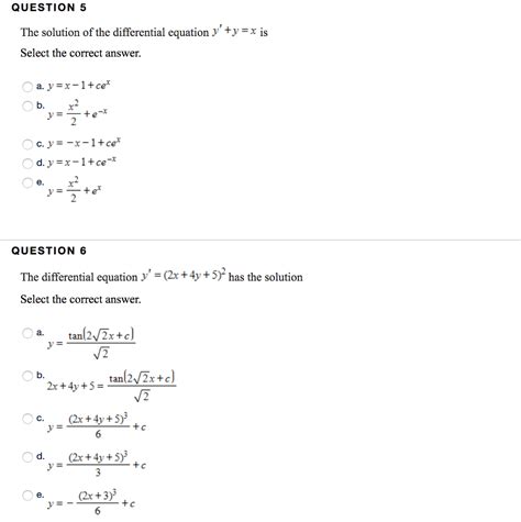 solved question 5 the solution of the differential equation