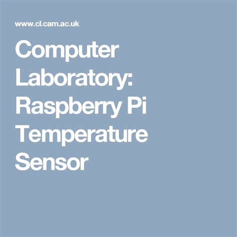 Computer Laboratory Raspberry Pi Temperature Sensor Raspberry Pi Raspberry Computer Science