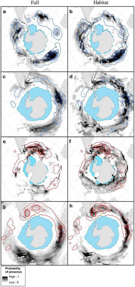 Map Of The Spatial Predictions From The Full Models Left A C E G
