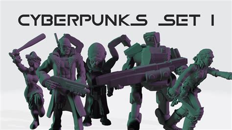 Cyberpunk Death Squad 1 X5 28mm Scale Miniature Model Set More This Way