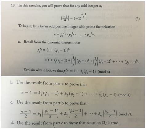 in this exercise you will prove that for any odd