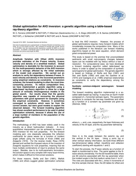 pdf global optimization for avo inversion a genetic algorithm using