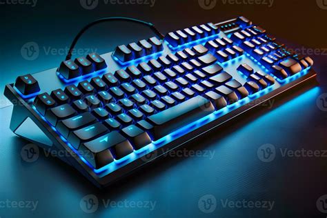 Futuristic Custom Pc Keyboard Concept With Glowing Blue Tones Neural Network Generated Art