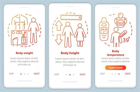 Premium Vector Body Measurement Onboarding Mobile App Page Screen Vector Template Walkthrough