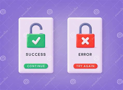 Success And Error Access Approved And Rejected Ux Web Elements Stock