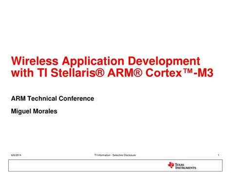 Ppt Wireless Application Development With Ti Stellaris ® Arm® Cortex