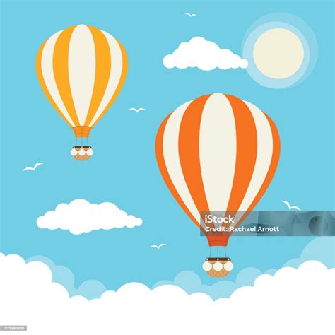 Kartun Vector Balon Udara Panas Ilustrasi Stok Unduh Gambar Sekarang Cerah Sinar Matahari