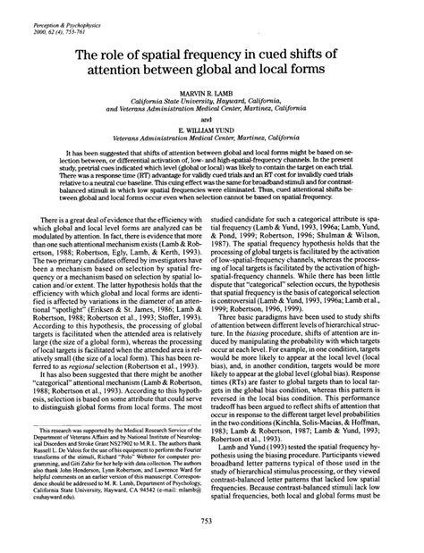 Pdf The Role Of Spatial Frequency In Cued Shifts Of Attention Between Global And Local Forms
