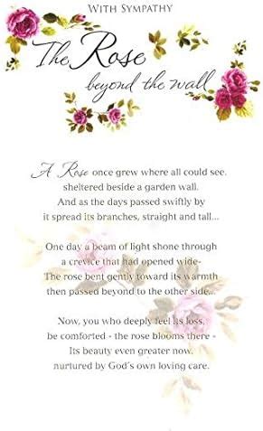Paper Rose Sympathy Card The Rose Beyond The Wall Poem With Gold Foil