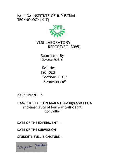vlsi lab experiment 06 kalinga institute of industrial technology