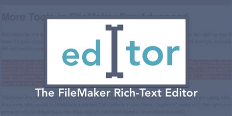 editor the rich text editor add on for filemaker by jeremy brown