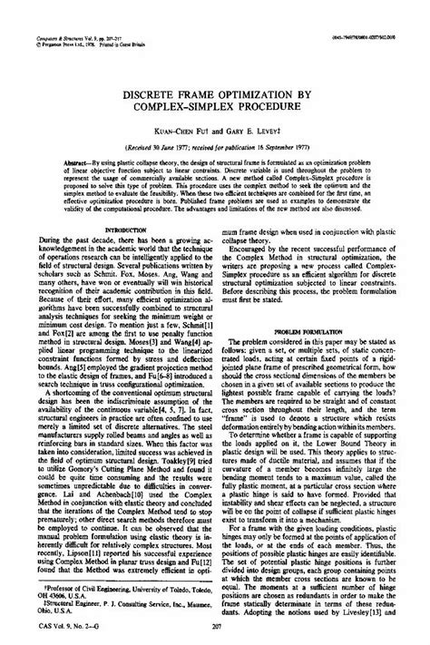 Pdf Discrete Frame Optimization By Complex Simplex Procedure