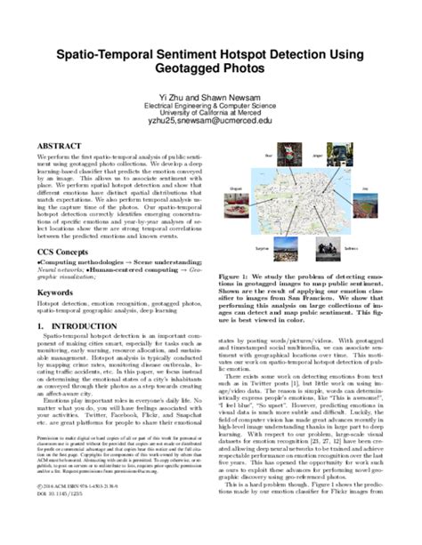 Pdf Spatio Temporal Sentiment Hotspot Detection Using Geotagged Photos