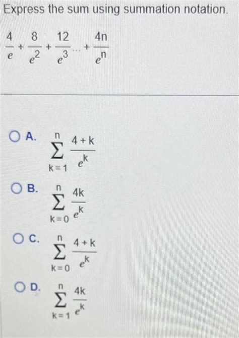 Solved Express The Sum Using Summation Notation