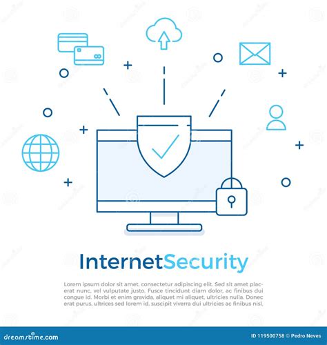 Internet Security Flat Outline Background Design With Conceptual Icons Vector Illustration For