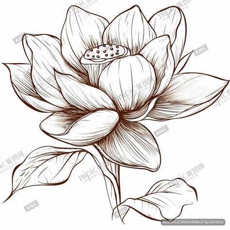 Ai创作图手绘莲花荷花线描 莲花线稿线描白描 手绘线描荷花 手绘线条荷花 莲花线稿 手绘荷花线条图 莲花线条图 手绘黑白线描荷花 线稿线描荷花